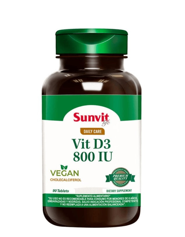 Vitamina D3 800 IU, 90 tabs., Sunvit – Mixgreen.cl