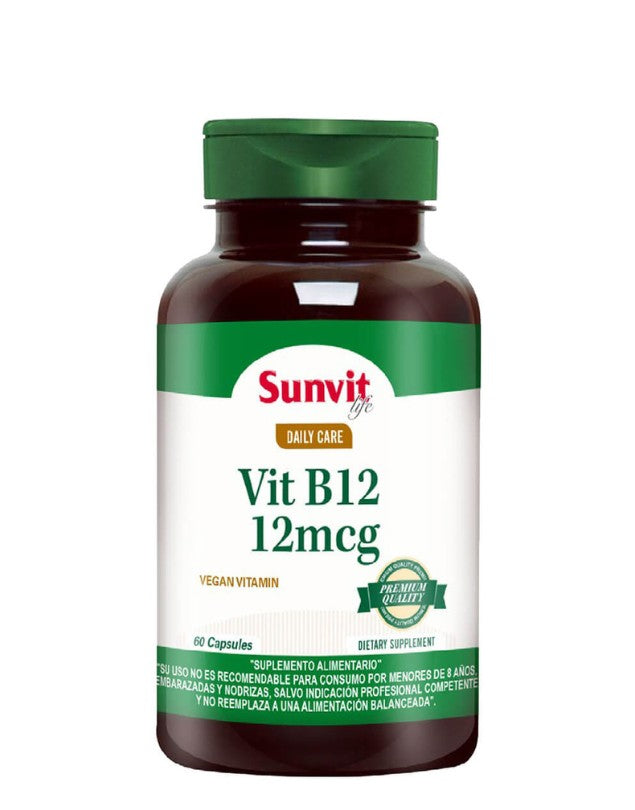 Vitamina B12 12 mcg, 60 cáps, Sunvit – Mixgreen.cl