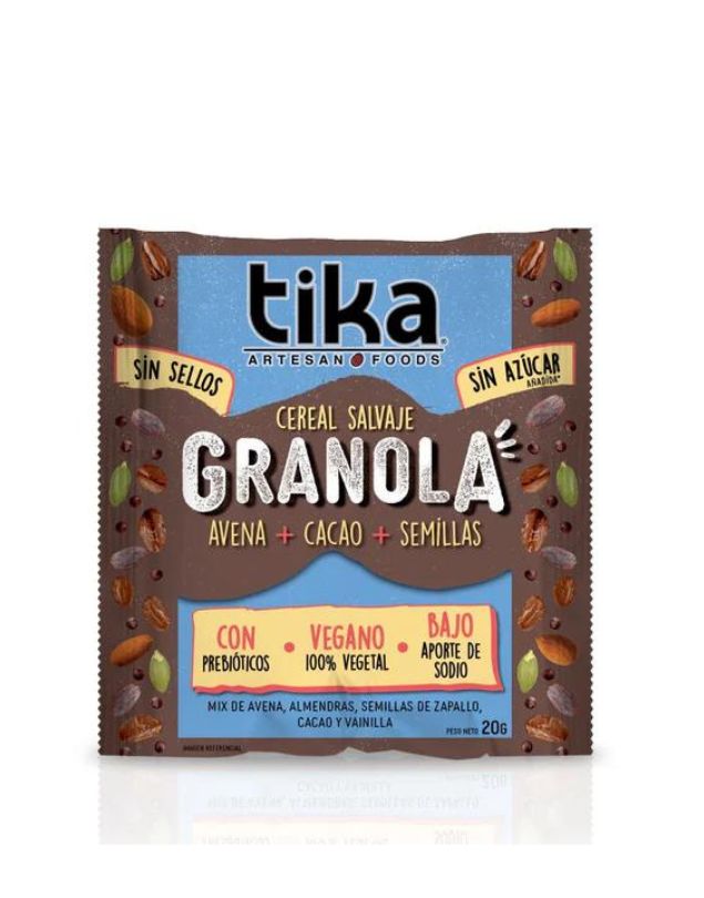 Cereal Salvaje Granola Avena, Semillas, Cacao 20g. Tika – Mixgreen.cl